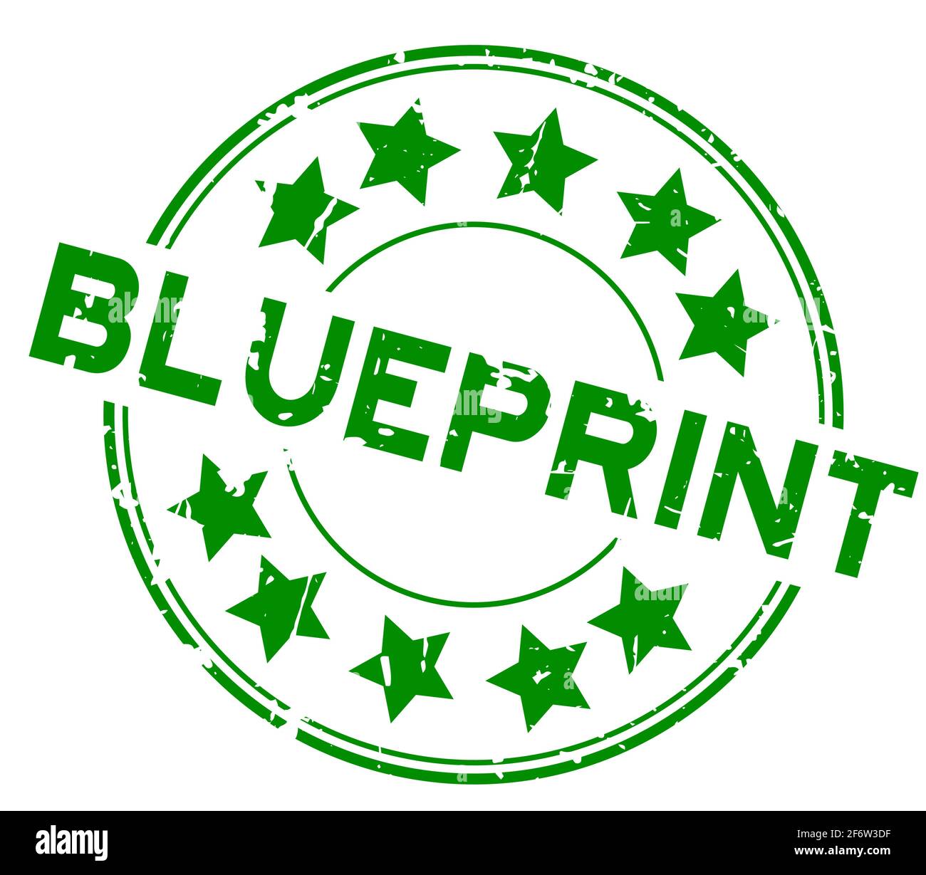Grunge green blueprint word round rubber seal stamp on white background ...