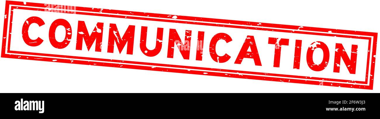 Grunge red communication word square rubber seal stamp on white ...
