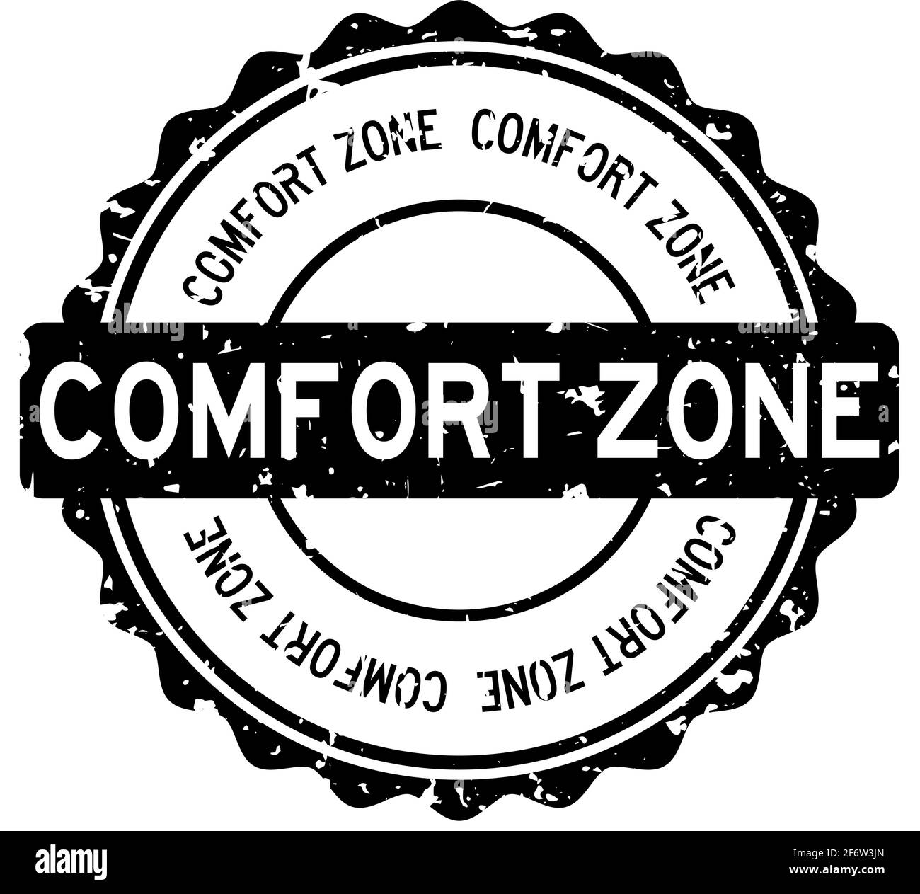 Grunge black comfort zone word round rubber seal stamp on white ...