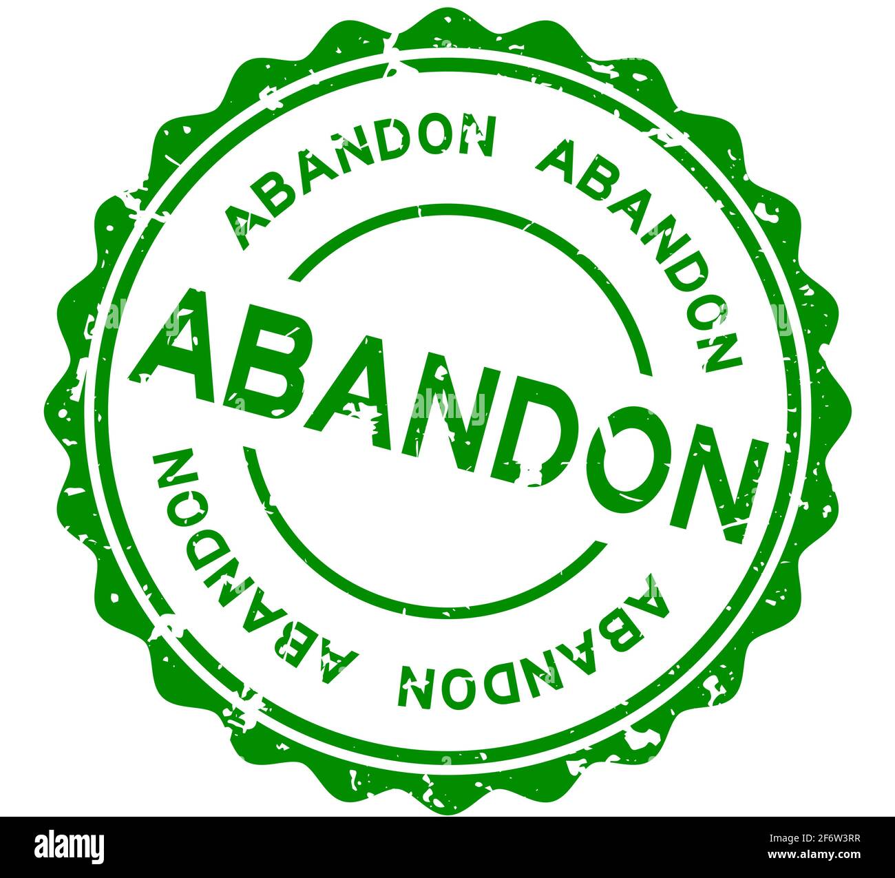 Grunge green abandon word round rubber seal stamp on white background ...