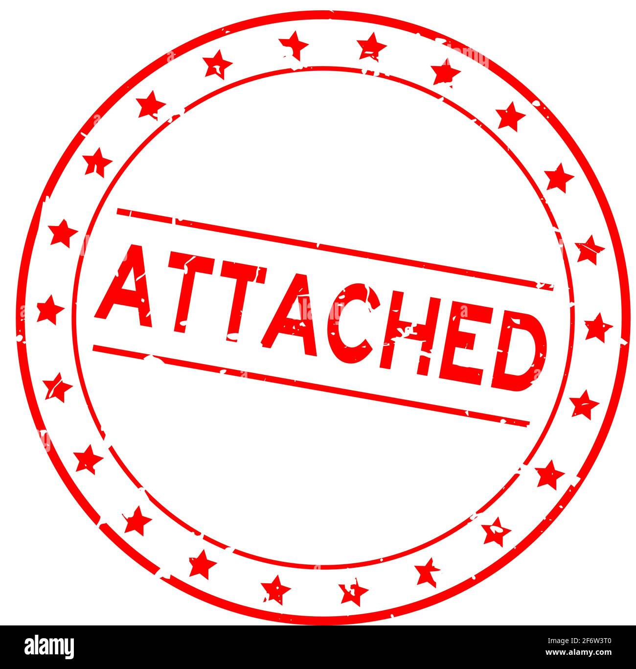Grunge red attached word round rubber seal stamp on white background ...