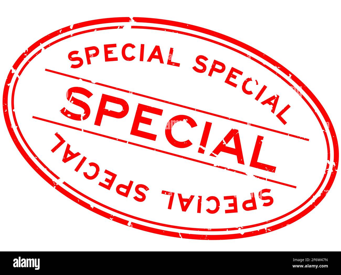 Grunge red special word oval rubber seal stamp on white background ...