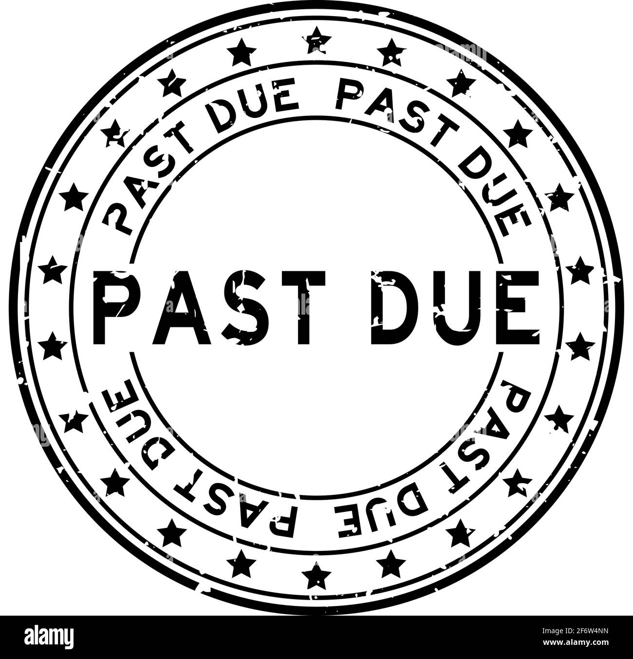 Grunge black past due word round rubber seal stamp on white background ...