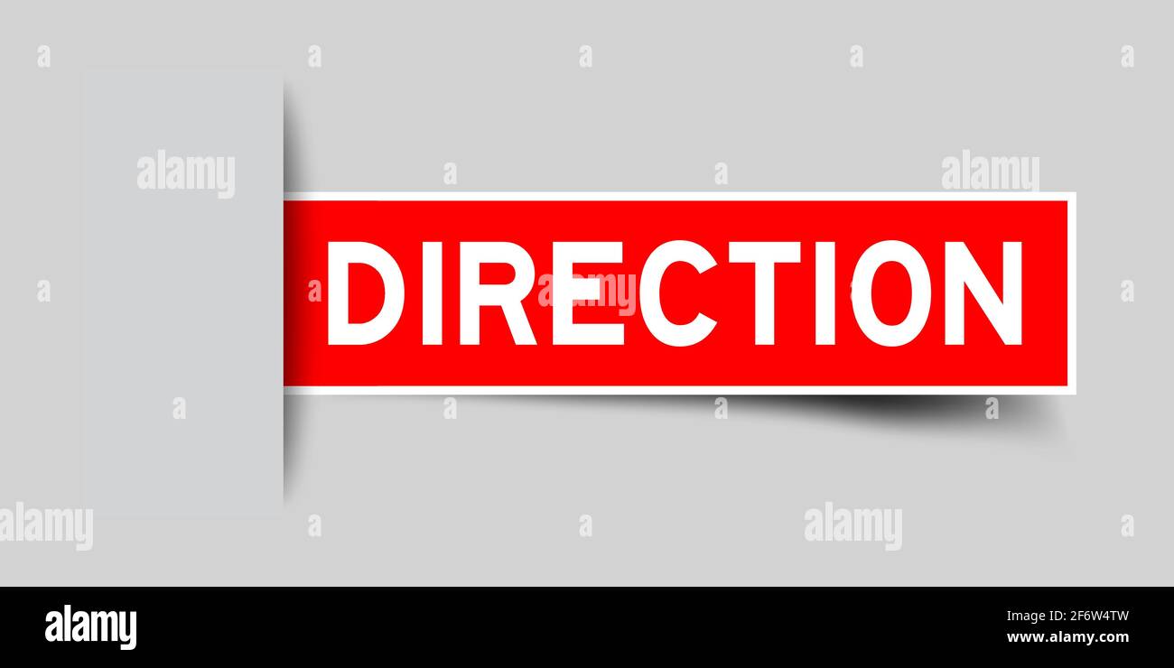 Label square red sticker in word direction that insert under gray ...
