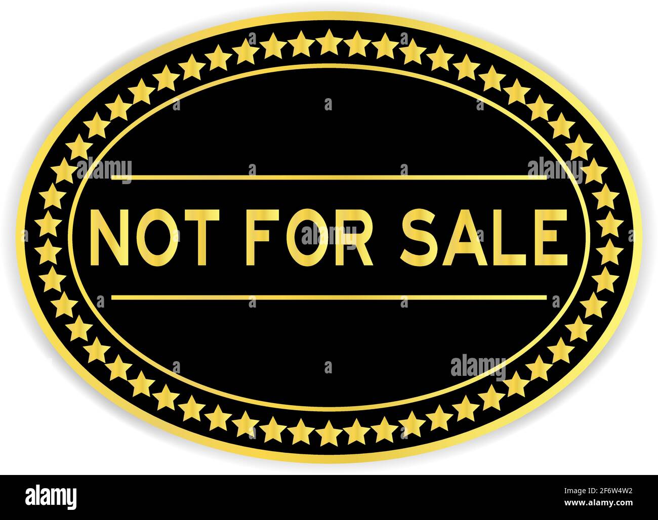 Gold oval label sticker with word not for sale on white background ...