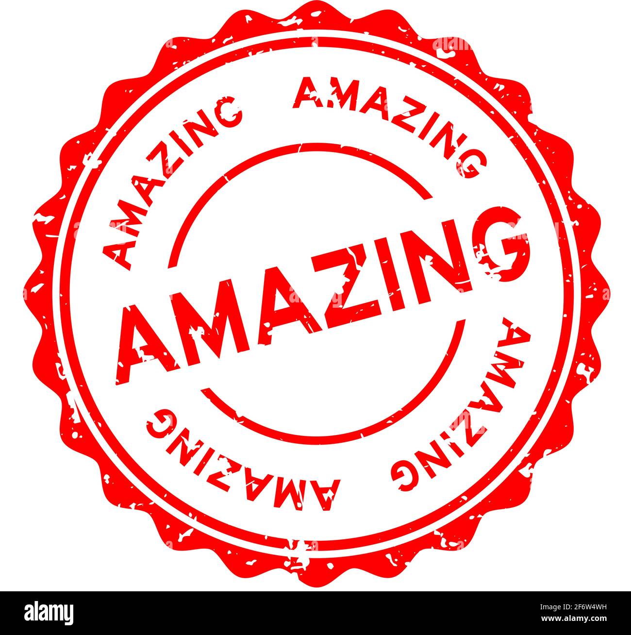 Grunge red amazing word round rubber seal stamp on white background ...