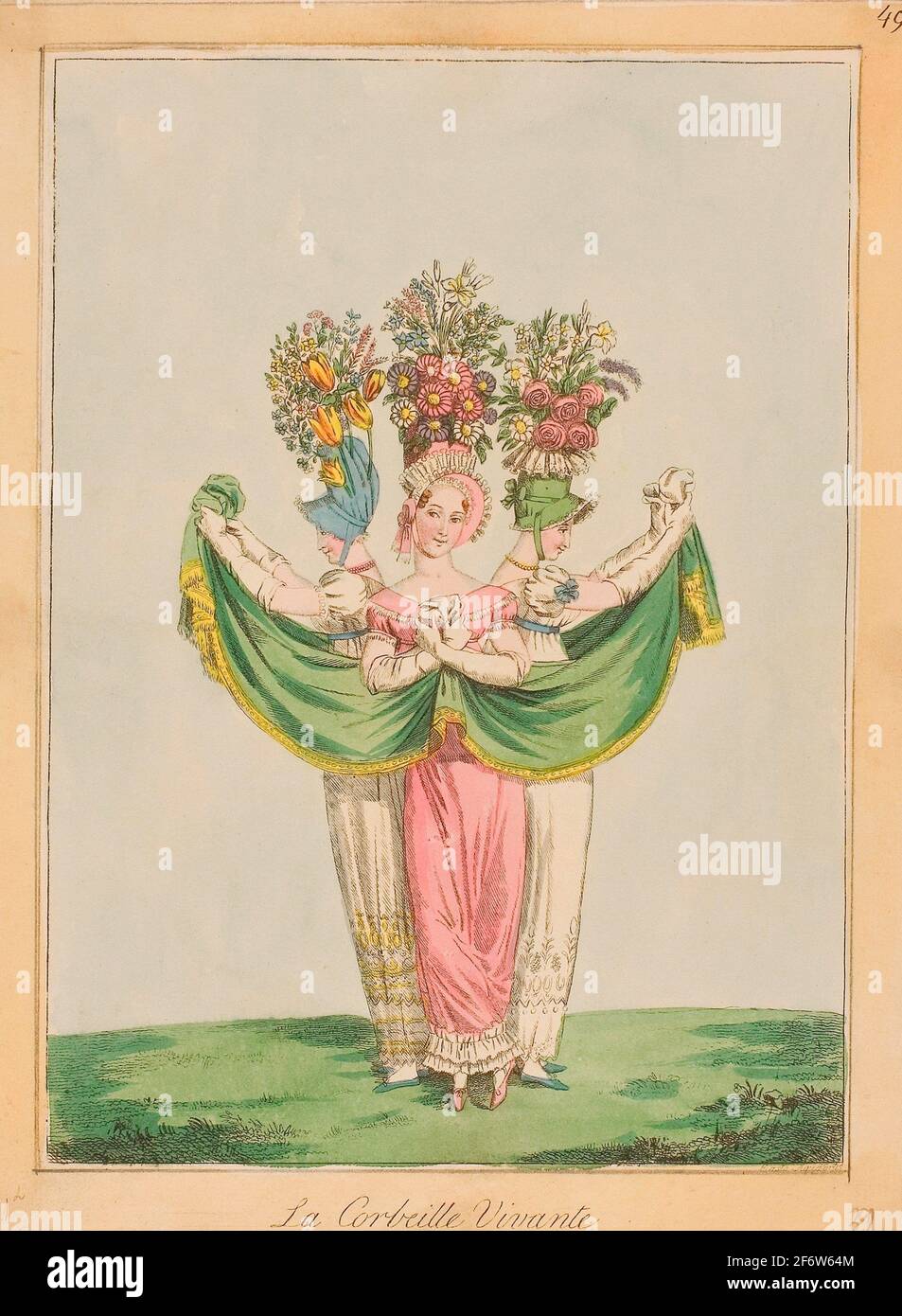 Hand colored etching with roulette on cream wove paper hi-res stock ...