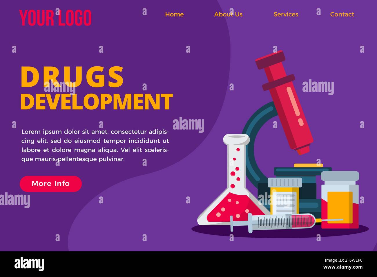 drugs development concept vector illustration landing page template ...