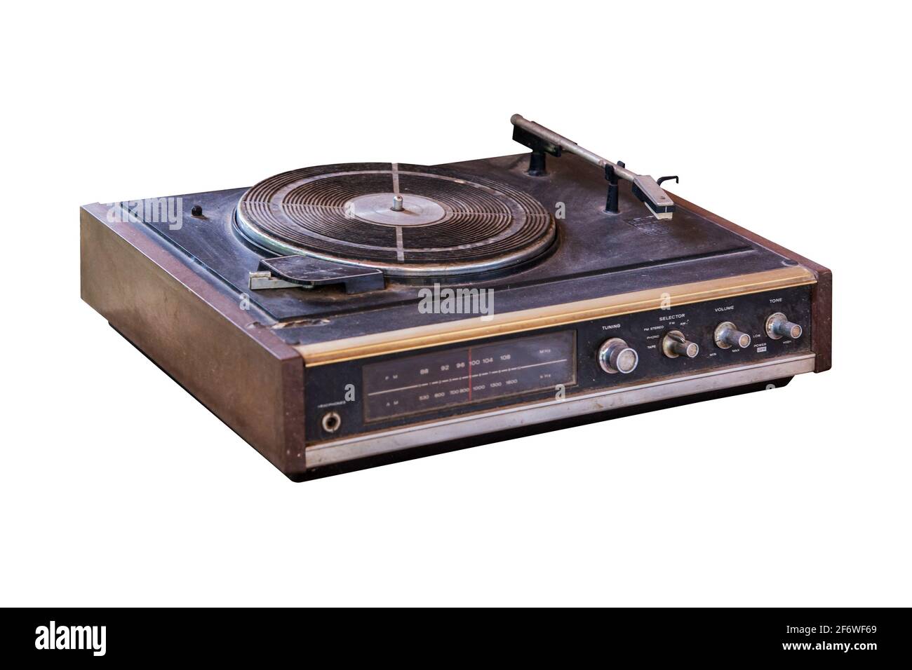 Old turntable player isolated on white background, work with clipping ...