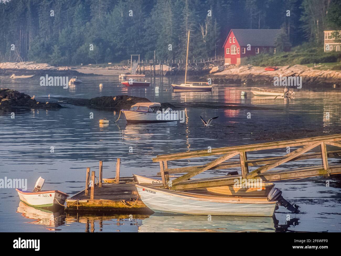 Boats docked at Five islands, Maine on Georgetown island Stock Photo ...