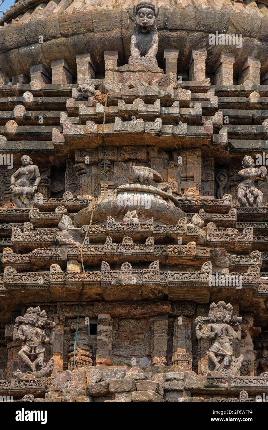 Detail of the Sun Temple was built in the 13th century and designed as ...