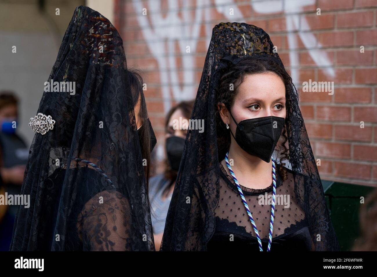 Women in traditional ´mantilla´ during hi-res stock photography and ...