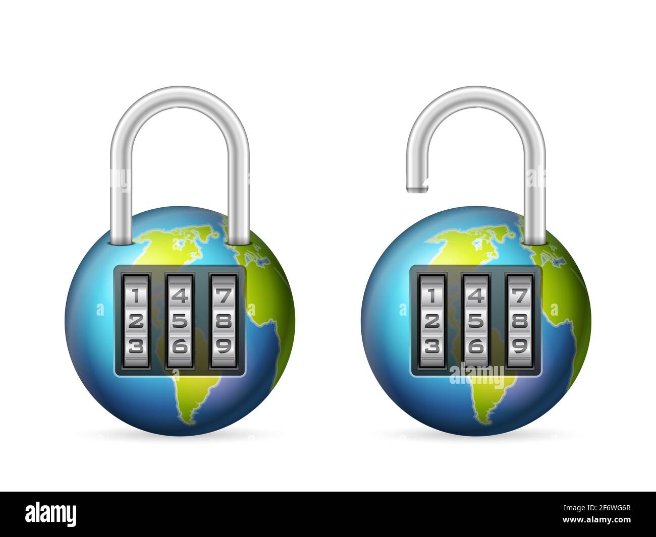Padlocks globe on a white background. Vector illustration Stock Photo ...