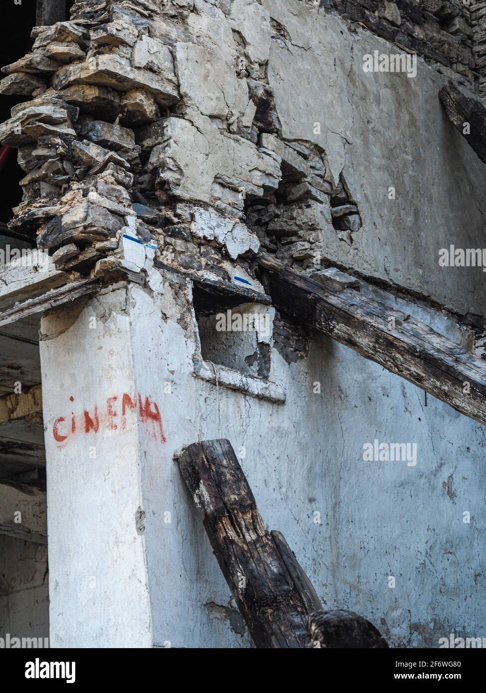 Collapsed old stone mountain house Stock Photo - Alamy