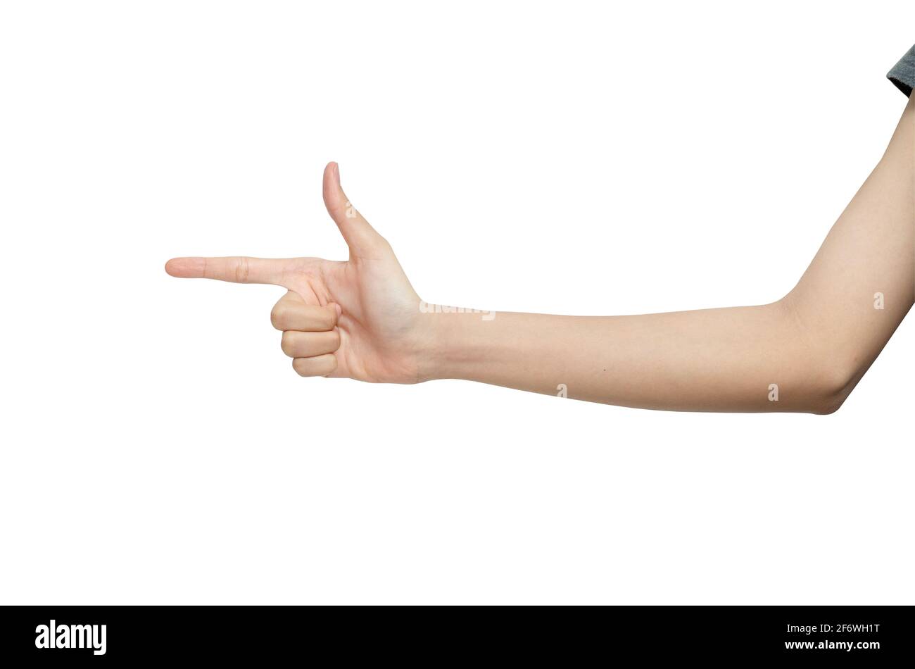 beautiful woman hand pointing isolated on white background with ...