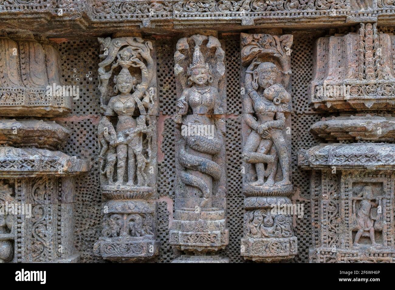Detail of the Sun Temple was built in the 13th century and designed as ...