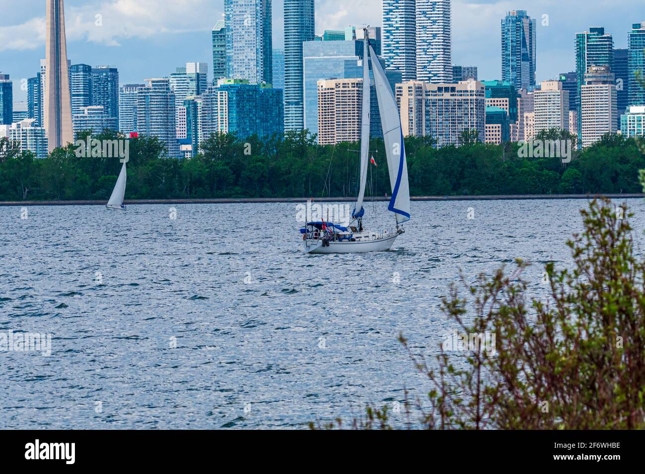 Lake Ontario showing Skyline view of Toronto shoreline in Summer Stock ...