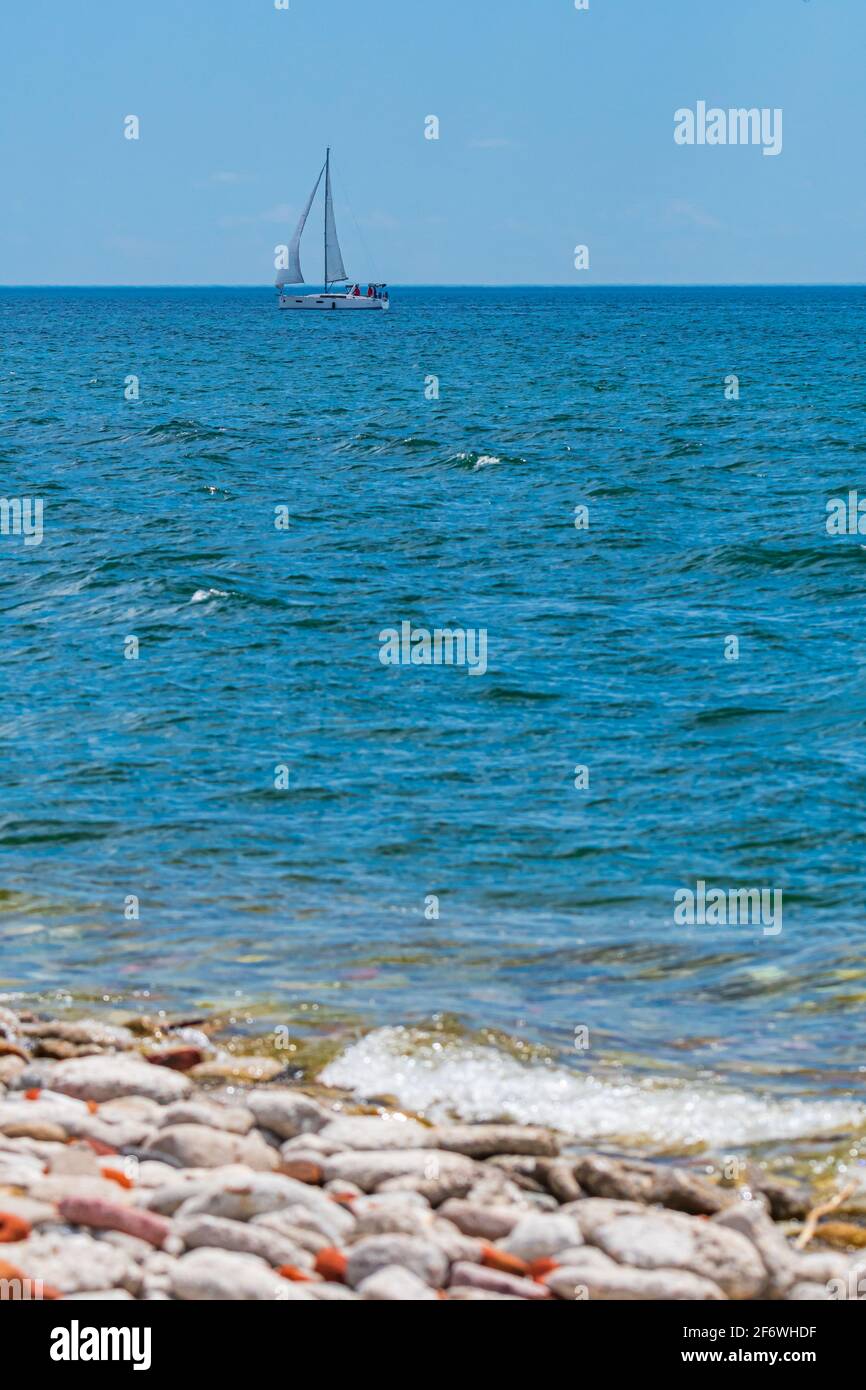 Lake Ontario showing Skyline view of Toronto shoreline in Summer Stock ...