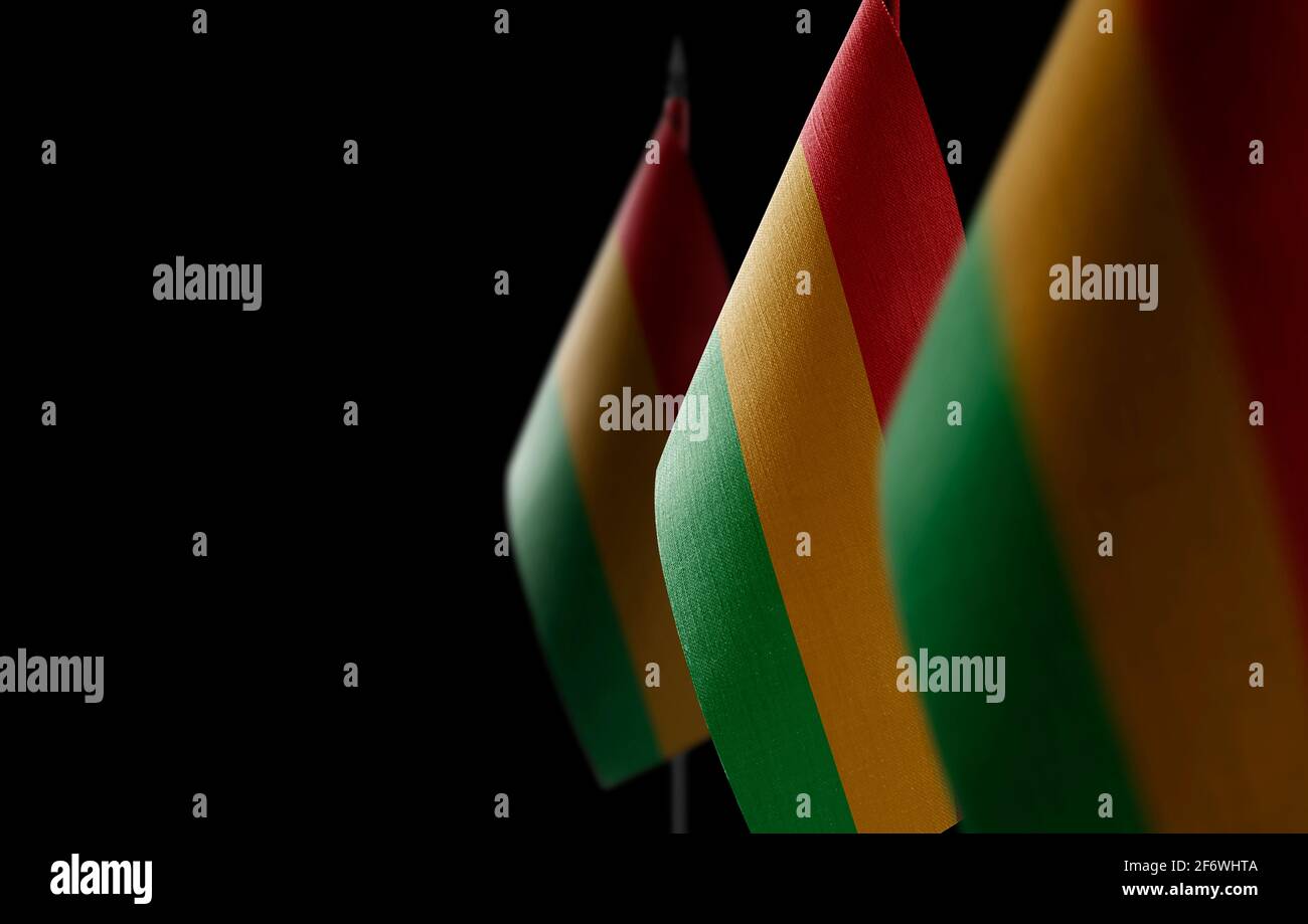 Small national flags of the Bolivia on a black background Stock Photo ...