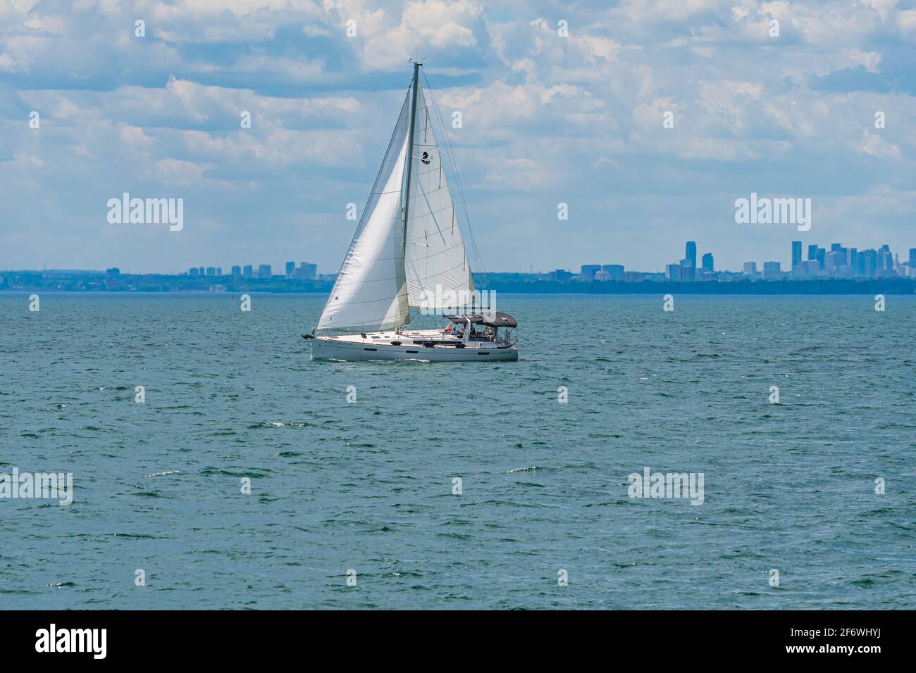 Lake Ontario showing Skyline view of Toronto shoreline in Summer Stock ...