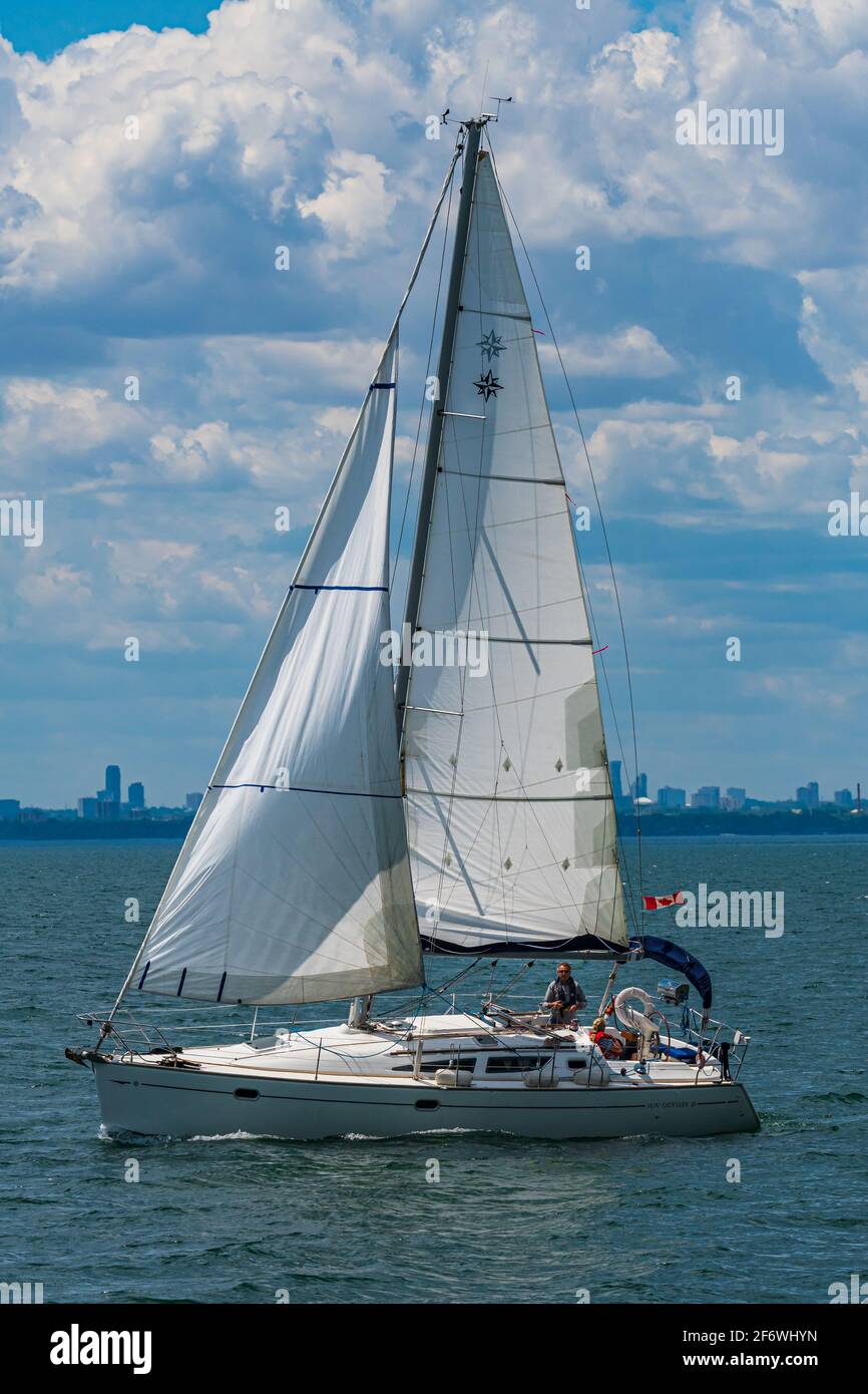 Lake Ontario showing Skyline view of Toronto shoreline in Summer Stock ...