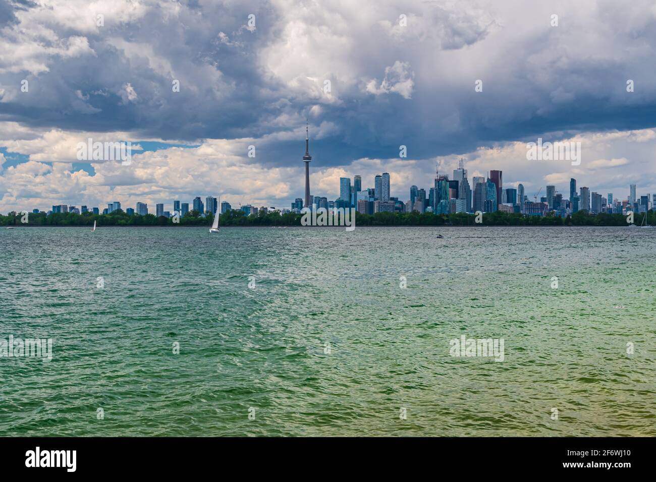 Lake Ontario showing Skyline view of Toronto shoreline in Summer Stock ...