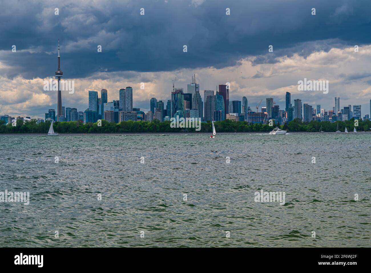Lake Ontario showing Skyline view of Toronto shoreline in Summer Stock ...