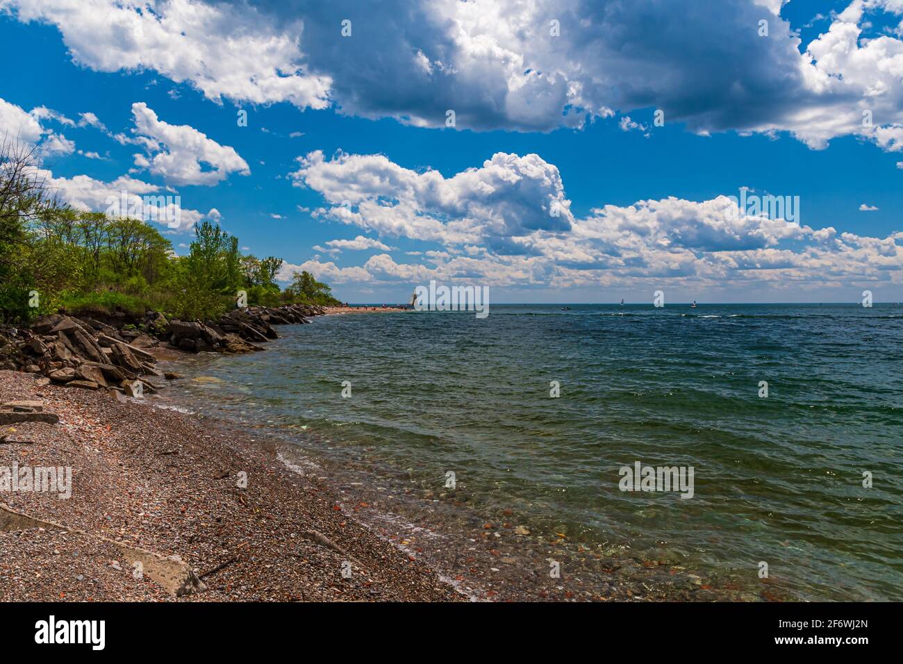 Lake Ontario showing Skyline view of Toronto shoreline in Summer Stock ...