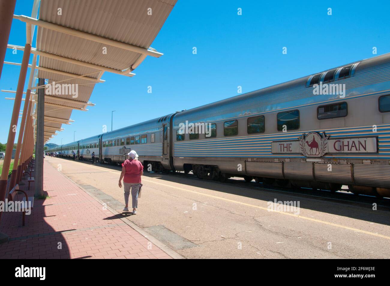The Ghan train awaiting departure from Berrimah Passenger Terminal ...
