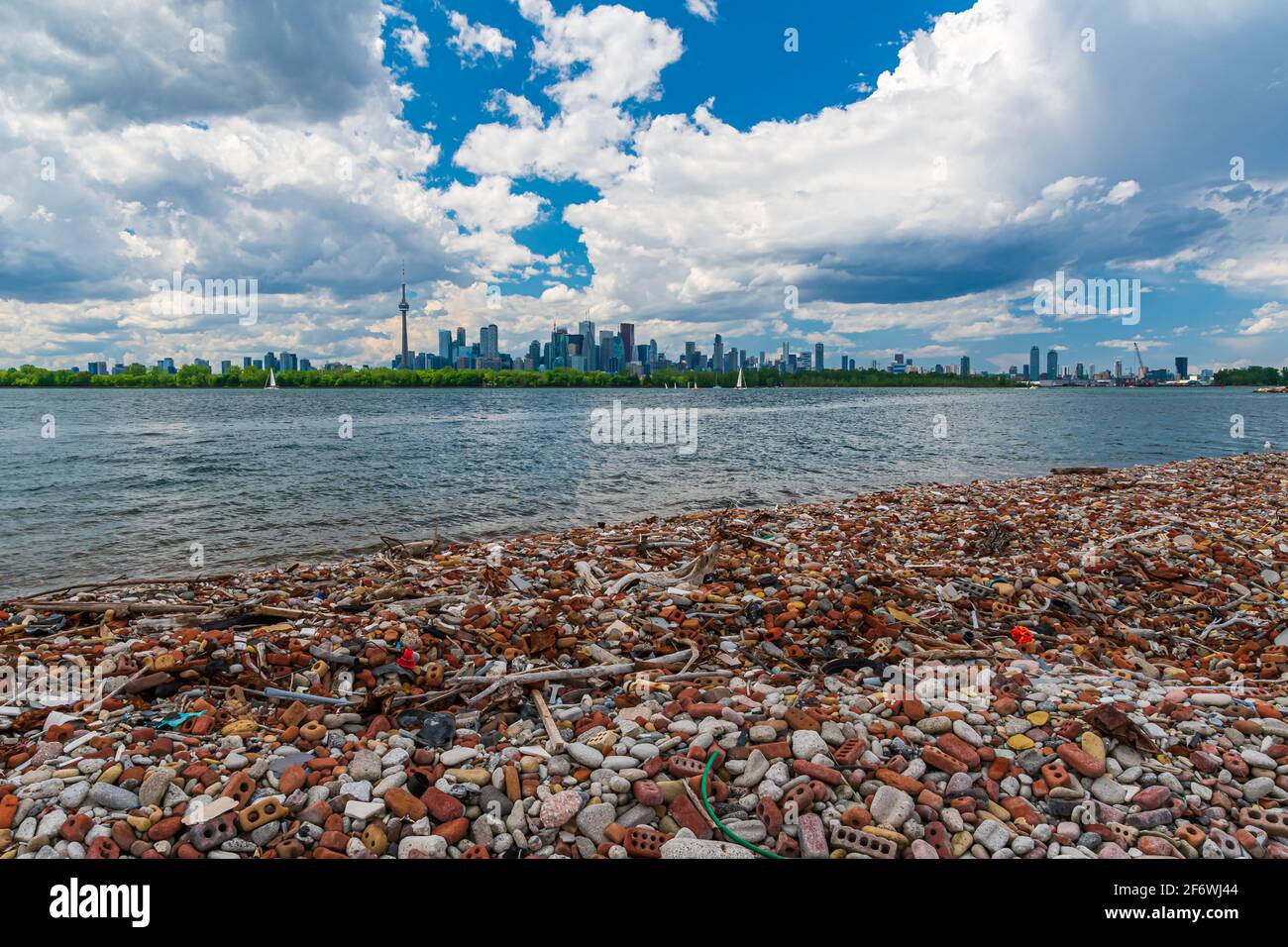 Lake Ontario showing Skyline view of Toronto shoreline in Summer Stock ...