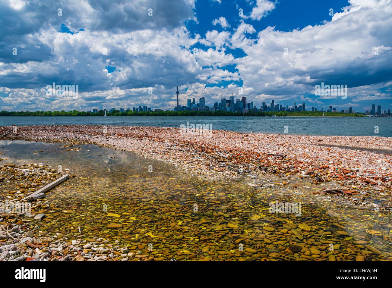 Lake Ontario showing Skyline view of Toronto shoreline in Summer Stock ...