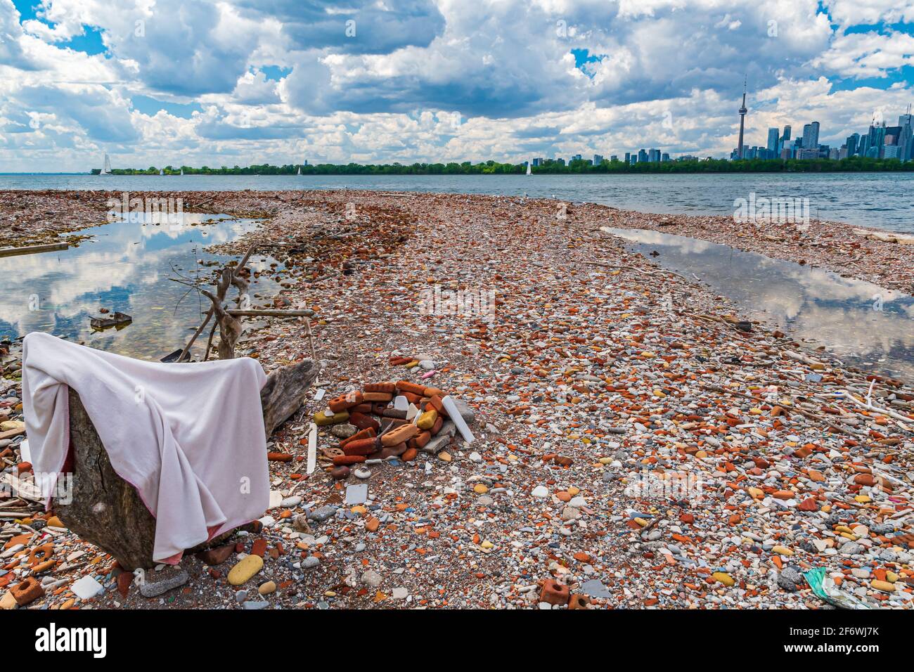 Lake Ontario showing Skyline view of Toronto shoreline in Summer Stock ...