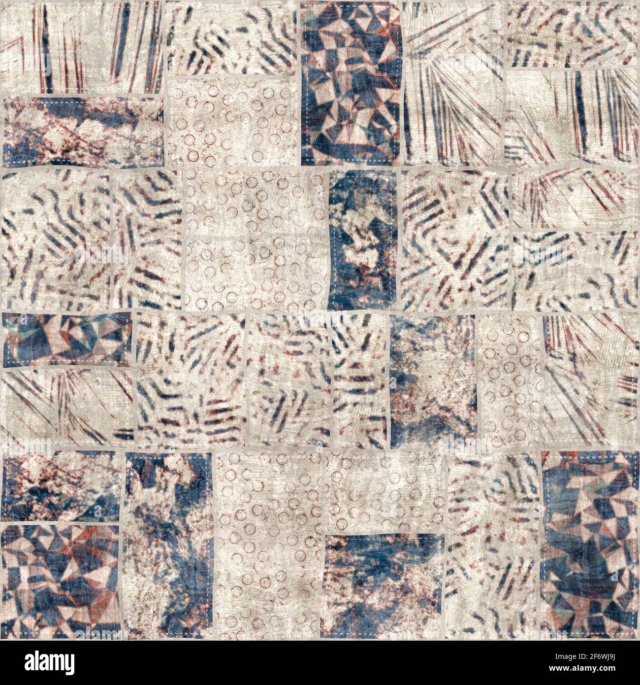 Seamless patchwork collage mix quilt pattern print Stock Photo - Alamy