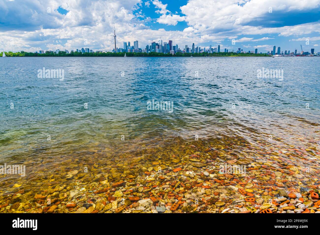 Lake Ontario showing Skyline view of Toronto shoreline in Summer Stock ...