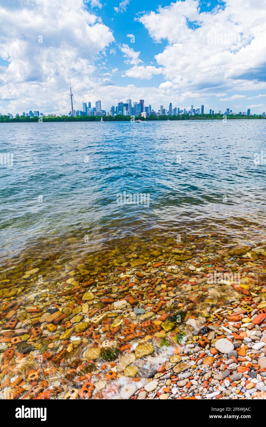 Lake Ontario showing Skyline view of Toronto shoreline in Summer Stock ...