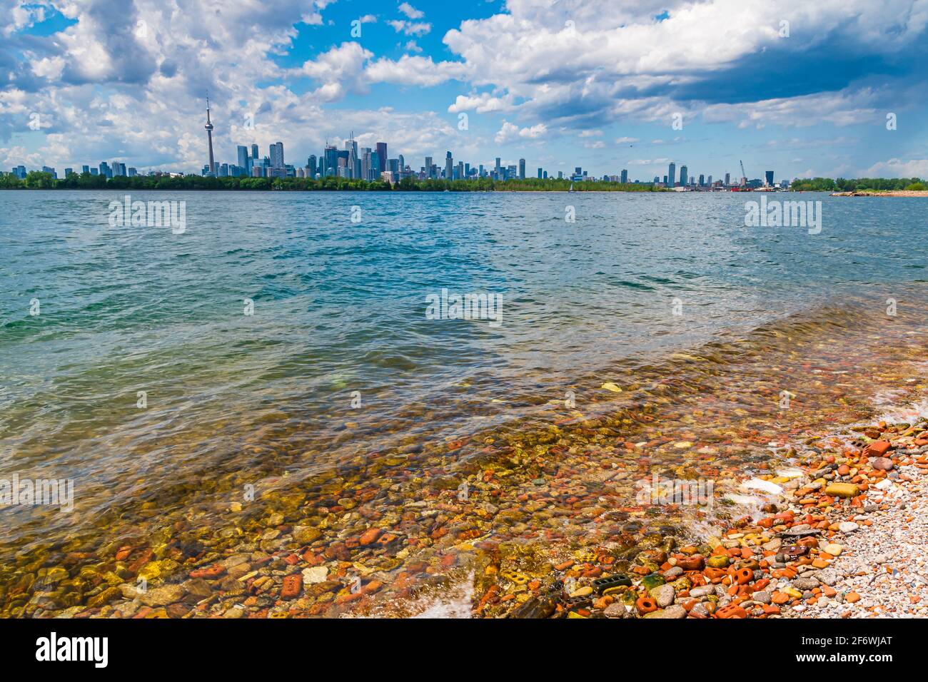 Lake Ontario showing Skyline view of Toronto shoreline in Summer Stock ...
