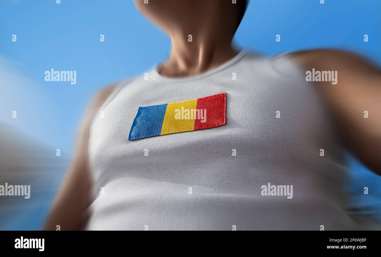 The national flag of Chad on the athlete's chest Stock Photo - Alamy