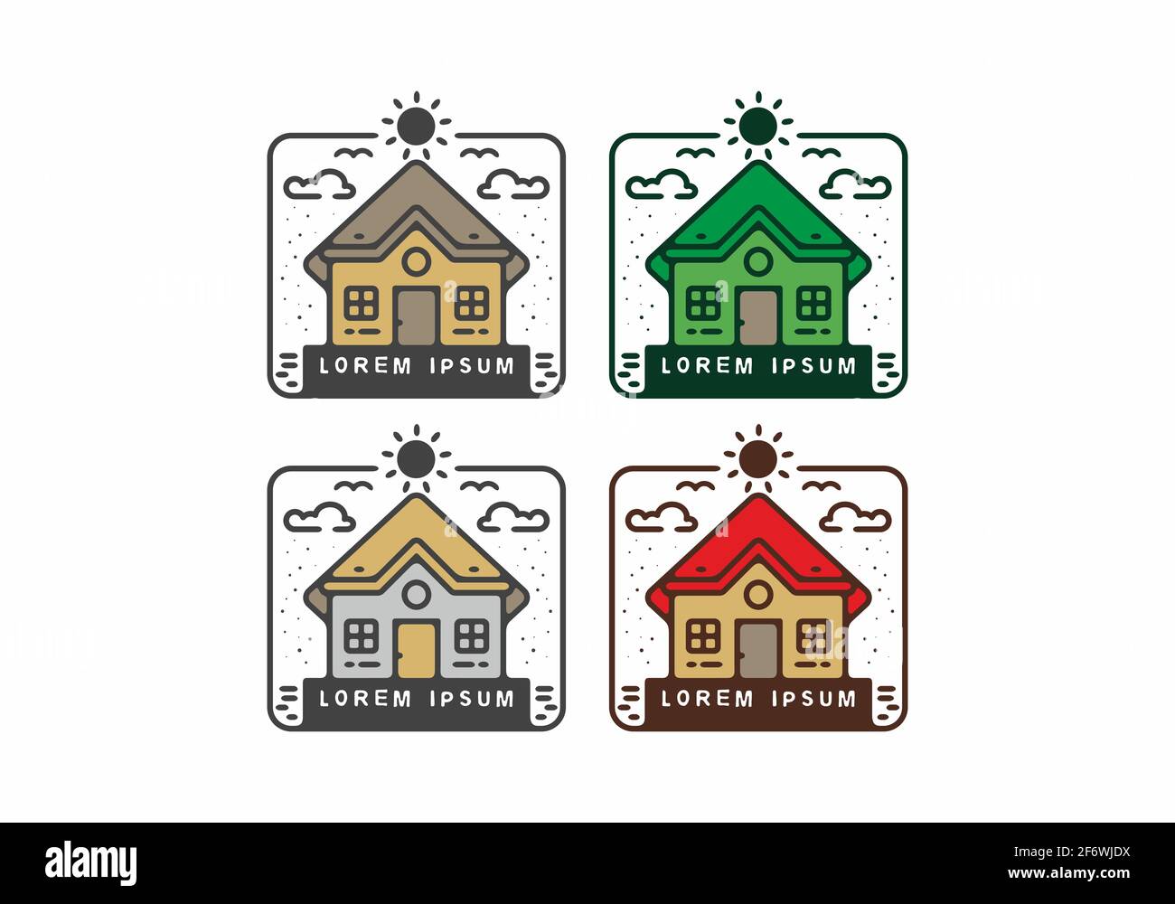 Colorful line art of house set design Stock Vector Image & Art - Alamy