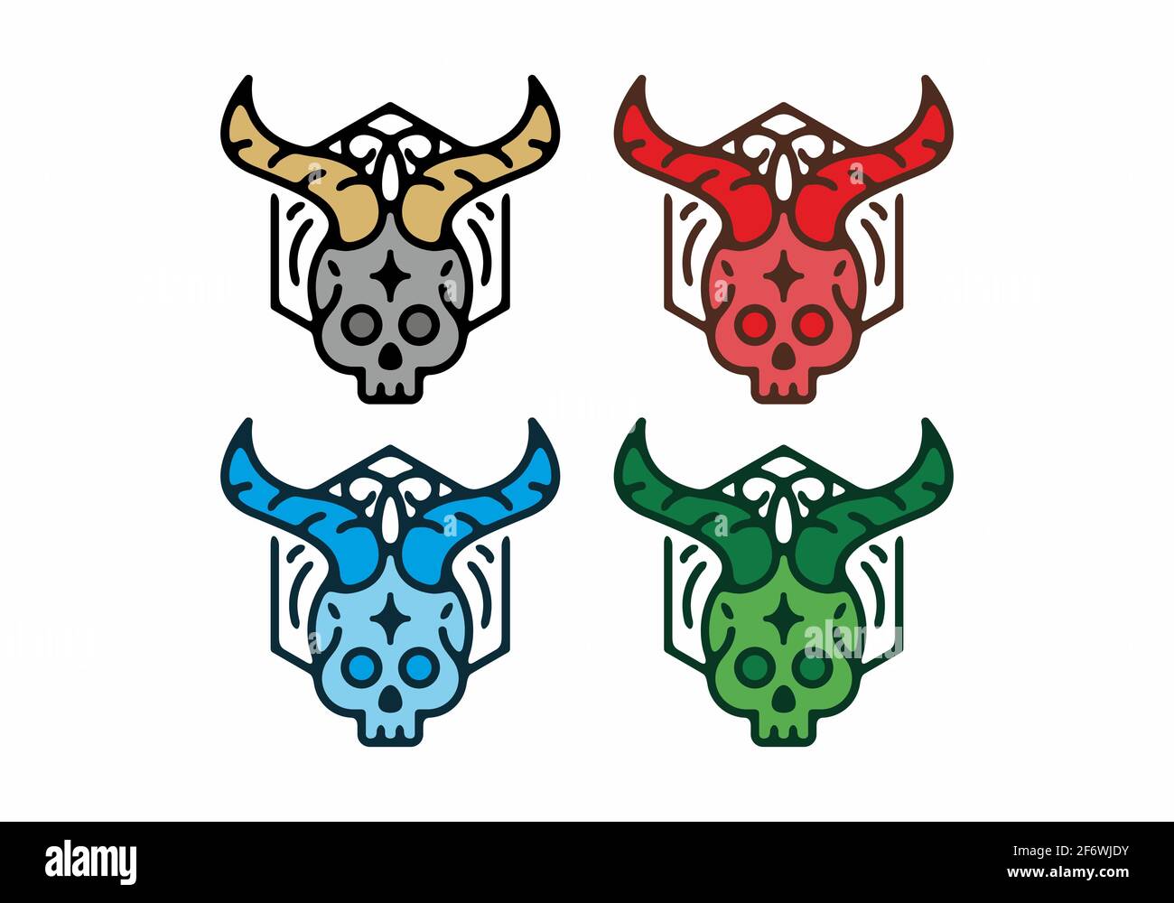 Colorful skull with horn set design Stock Vector Image & Art - Alamy