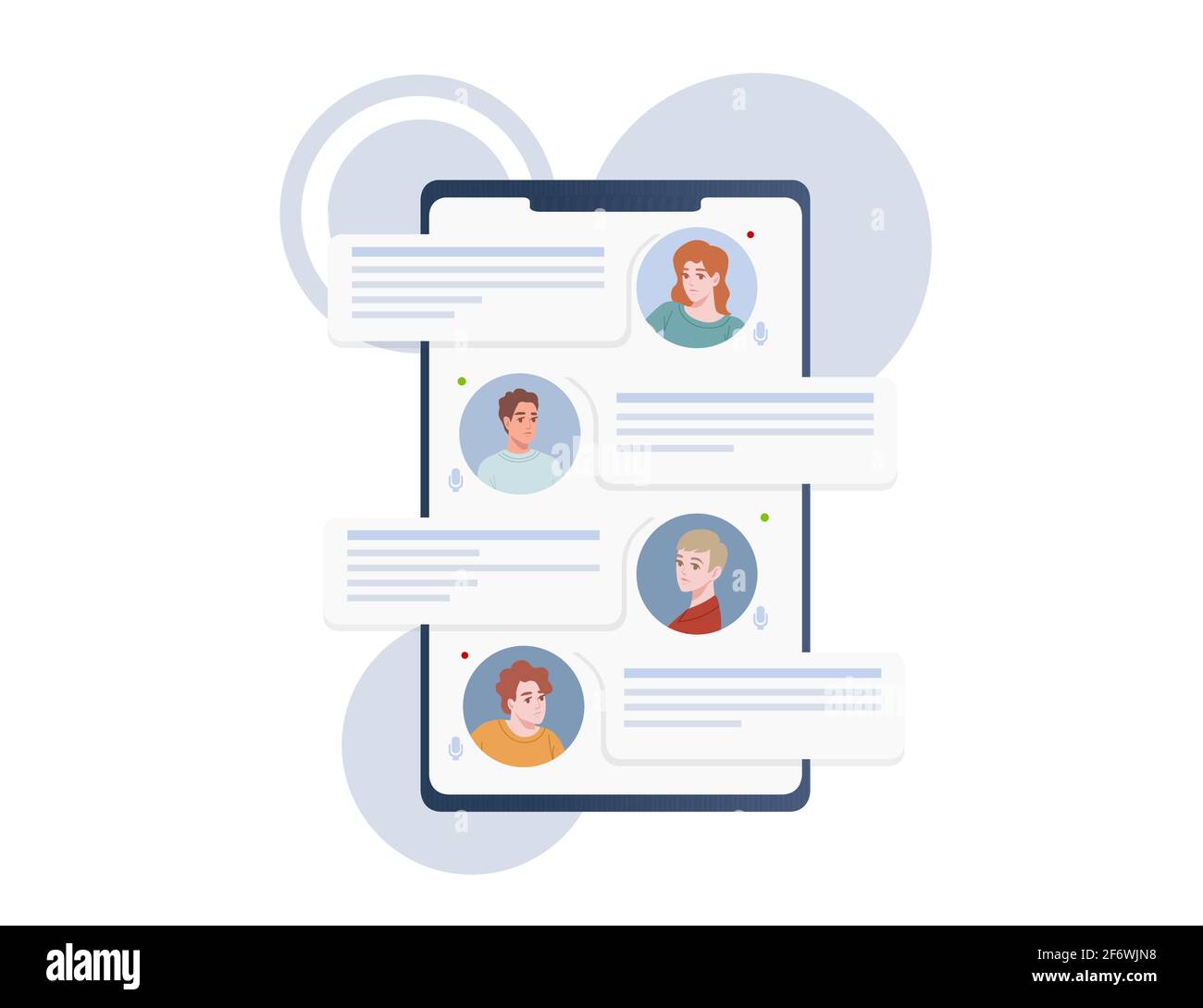 Online group chat with users avatars and text vector illustration on ...