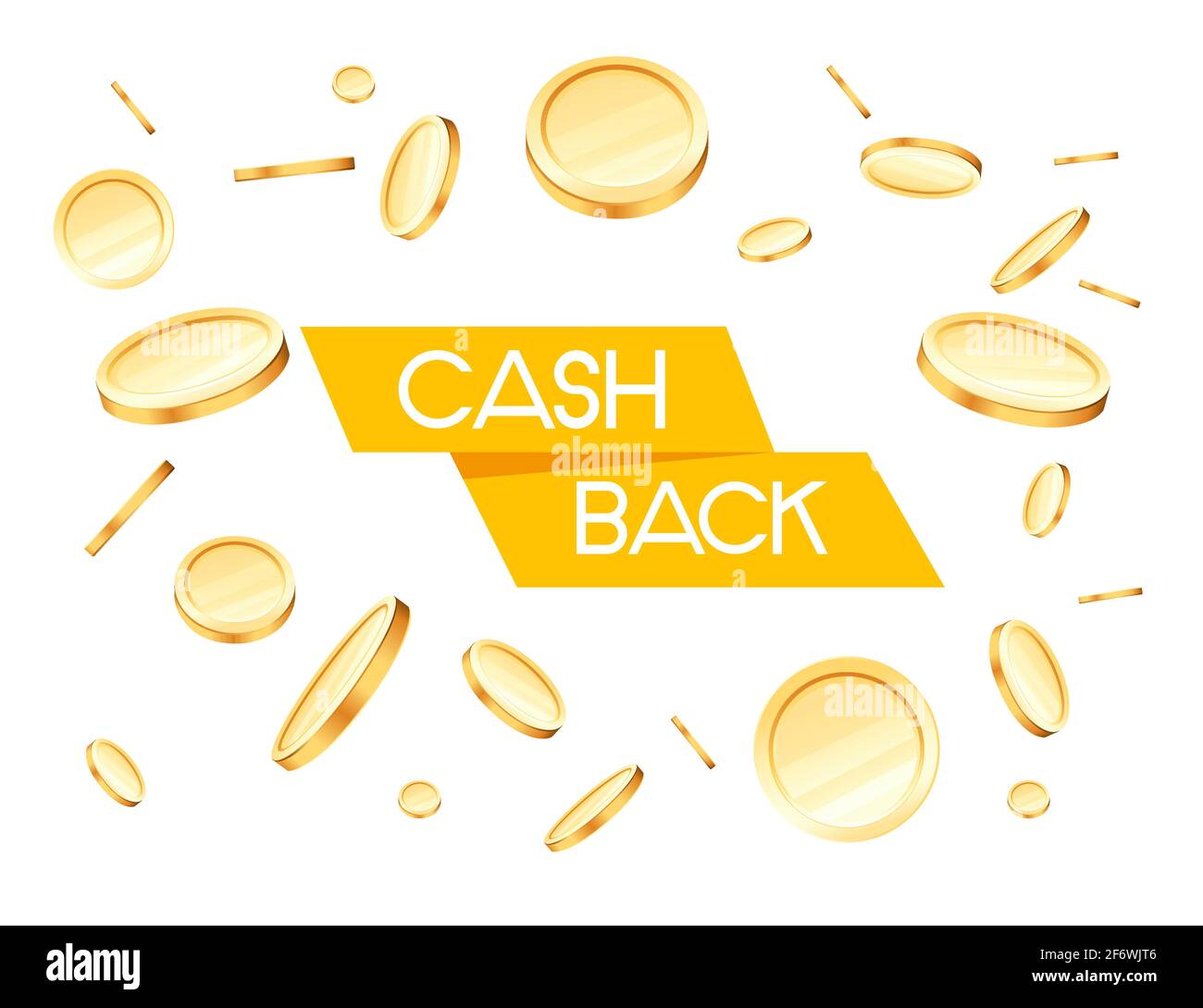 Explosion of gold coins with Cashback label in center vector ...