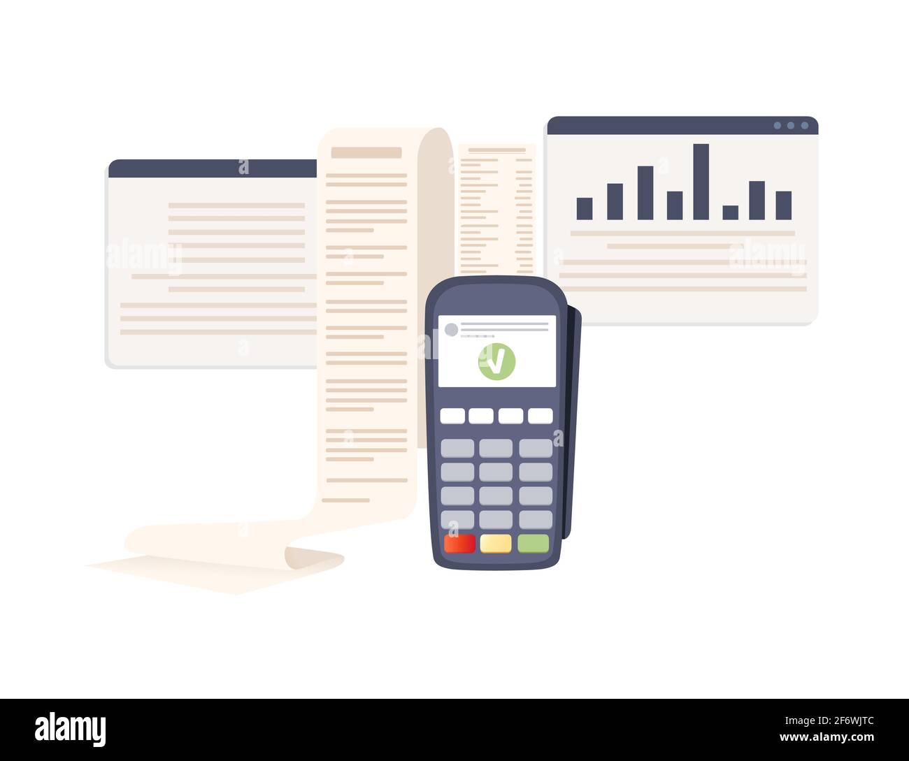 POS terminal payment machine with paper bill check approve transaction ...