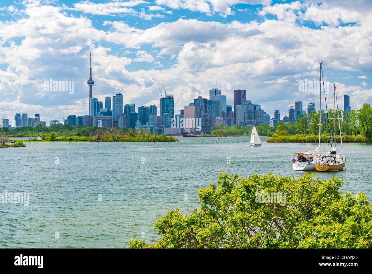 Lake Ontario showing Skyline view of Toronto shoreline in Summer Stock ...