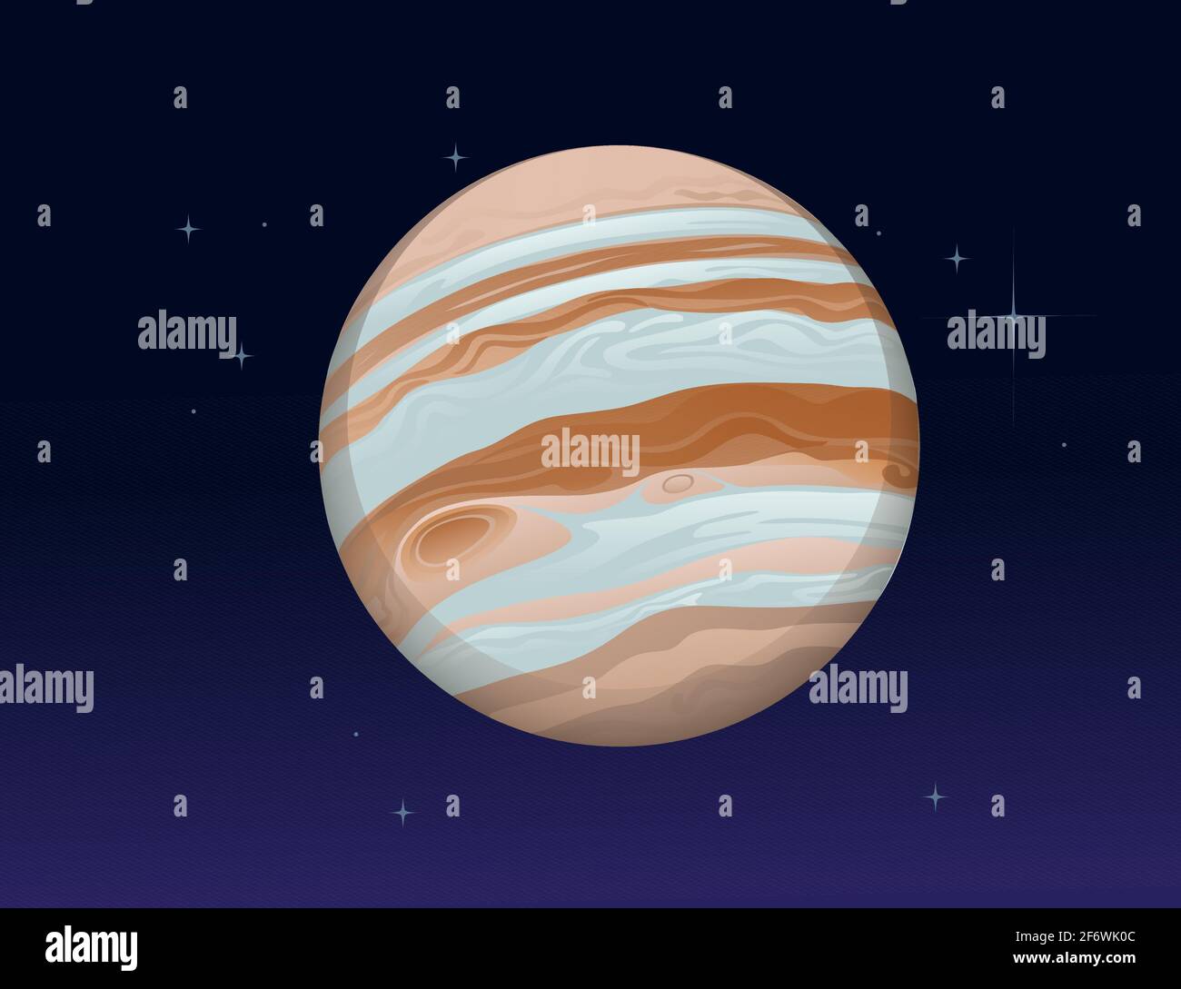 Solar system space object planet Jupiter vector illustration on deep ...