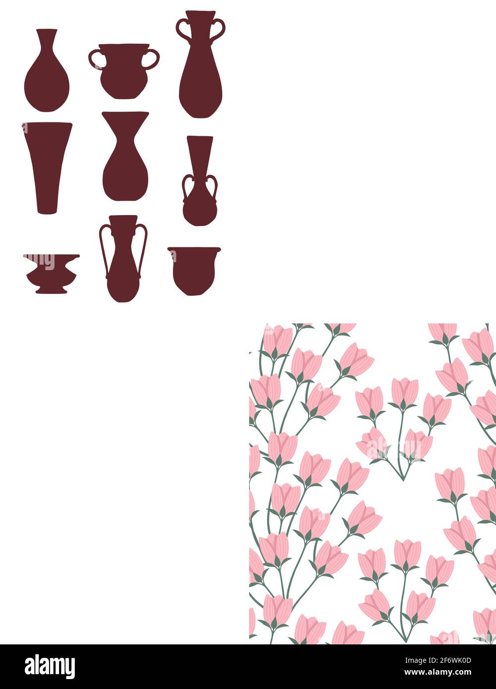 Brown silhouette set of decorative clay jugs modern jug design vector ...