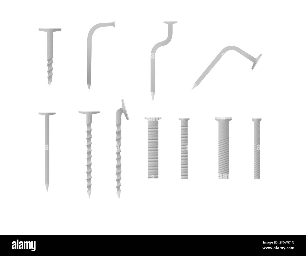 Set of metal bolts nails and screws iron hardware tools vector ...