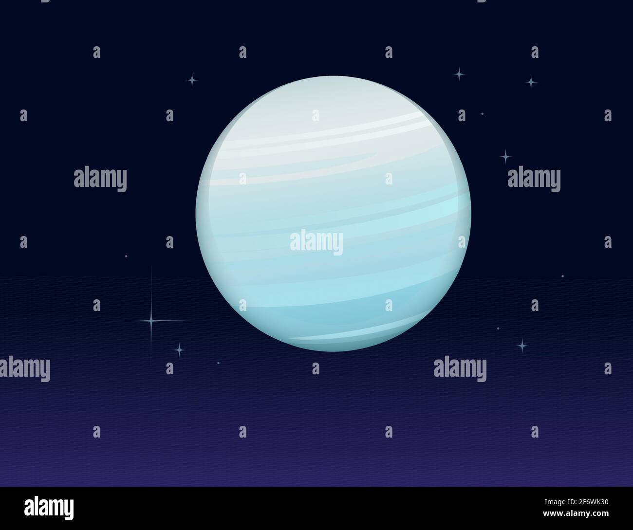 Solar system space object planet Uranus vector illustration on deep sky ...