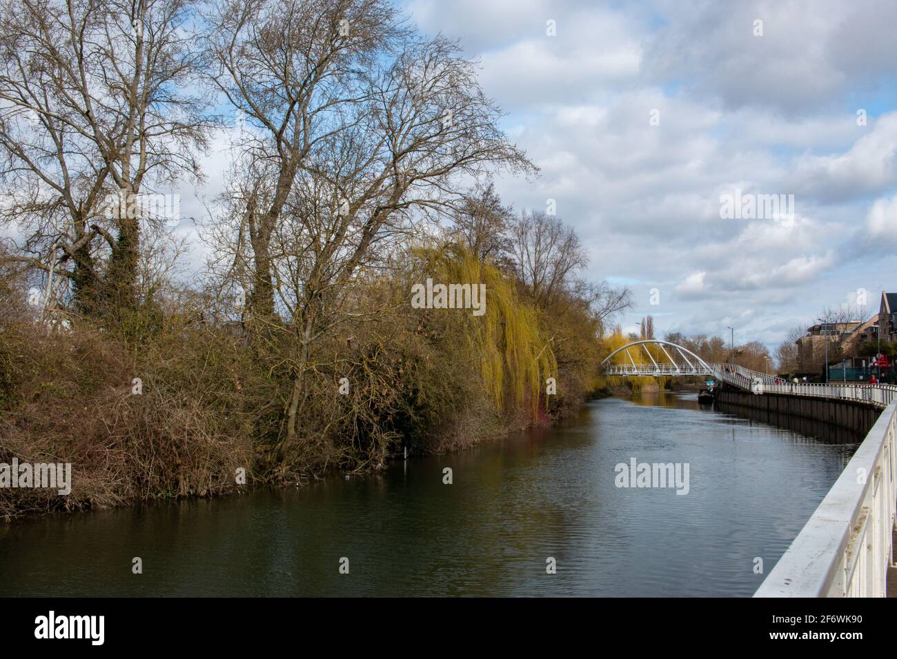 A view along the river Cam towards Olaudah Equiano Bridge. Logan's ...
