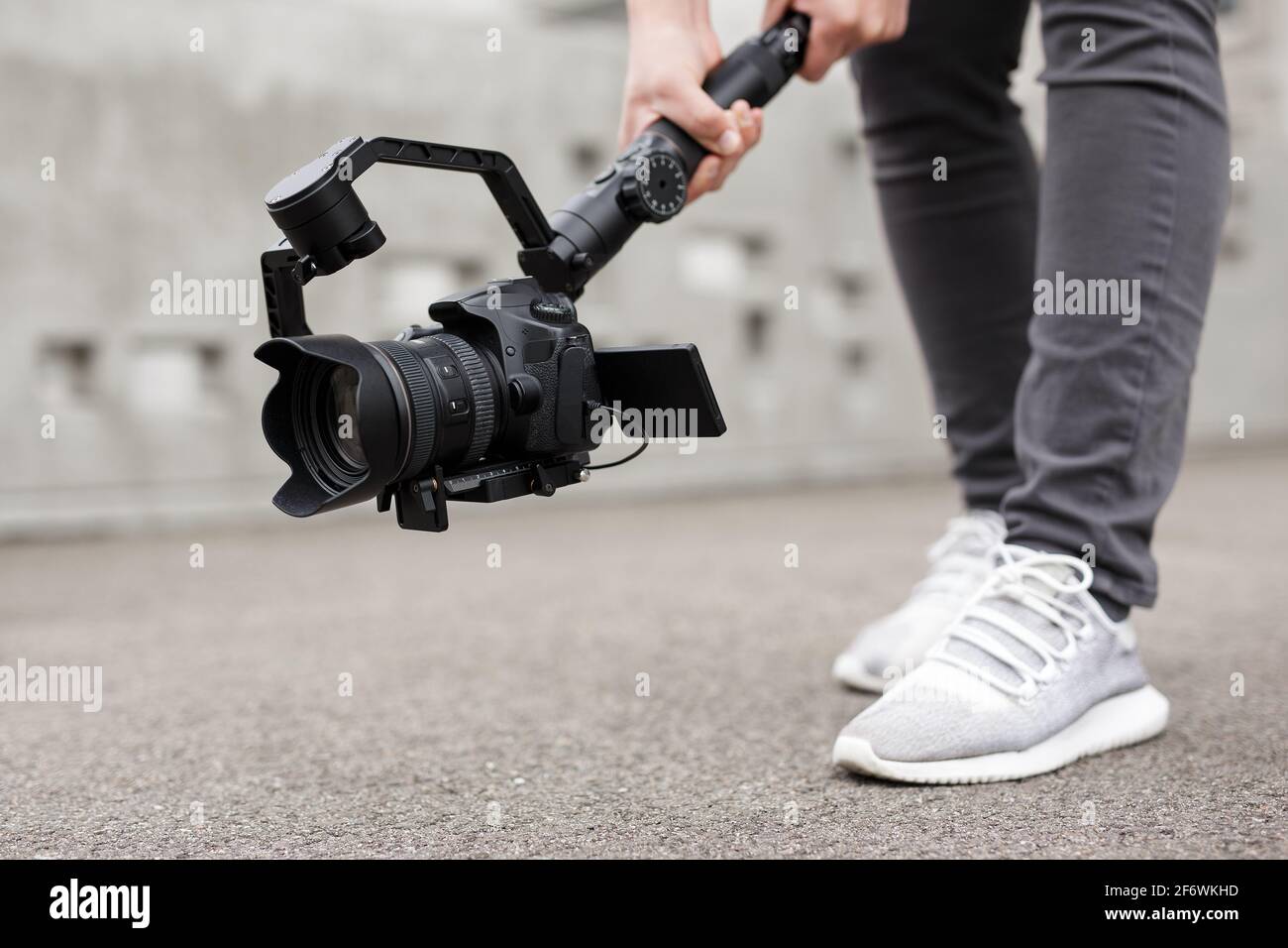 videography, filmmaking and creativity concept - close up of modern ...