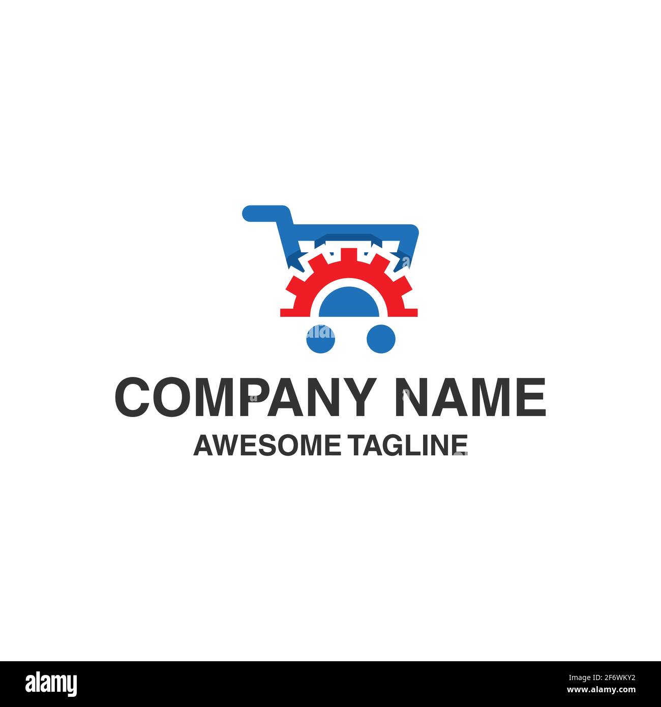 shopping trolley with gear logo. vector logo template ready for use ...